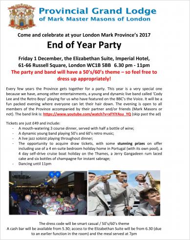 The Provincial Biennial End of Year Party – 1st December, 2017 – Mark ...
